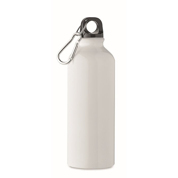 Aluminiumflasche einwandig weiss mit Karabiner 500ml - Preuninger Karten